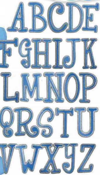 Glitter Letter "E" Royal Blue With Silver Outline – Craft For Kids